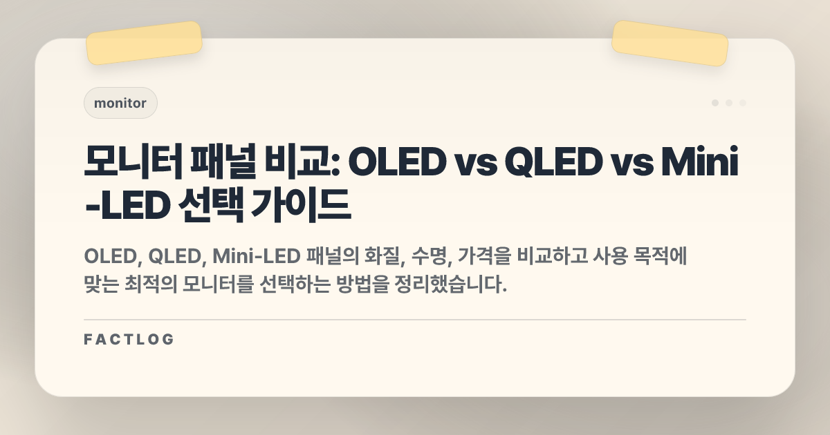 OLED vs QLED vs Mini-LED: 모니터 패널, 도대체 뭘 사야 할까? (화질/수명 비교) | FactKLog